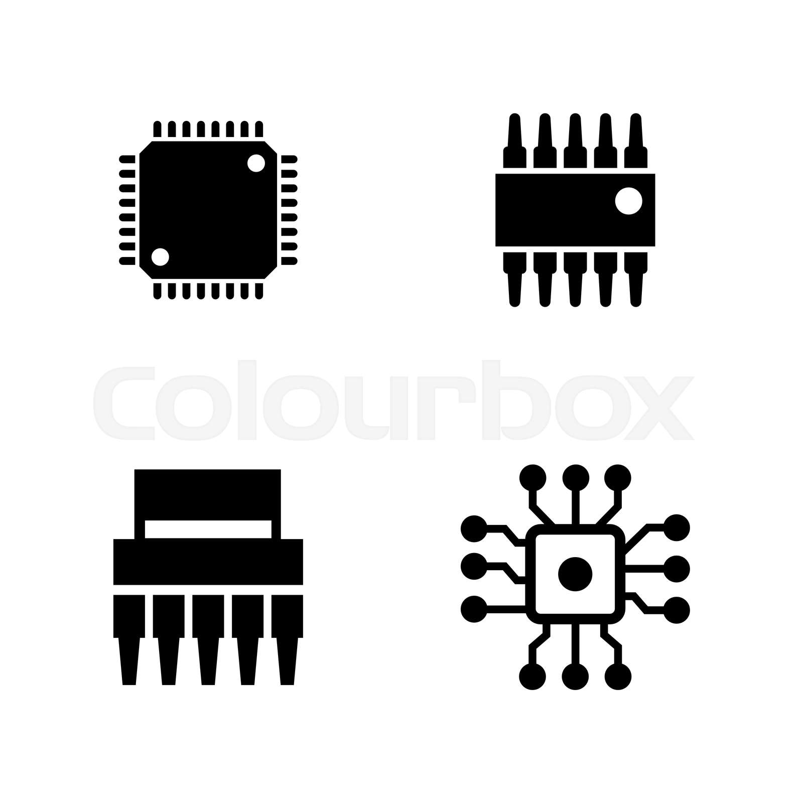 Computer chips. Simple Related Vector Icons | Stock vector | Colourbox