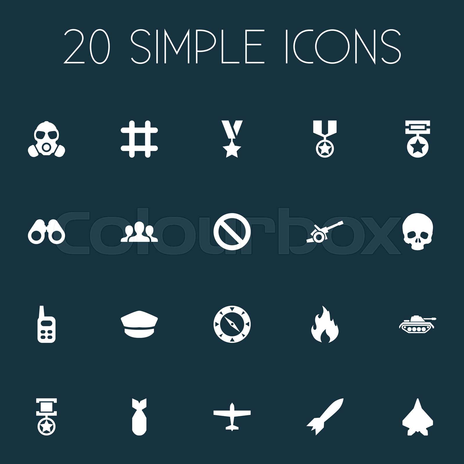 Vector Illustration Set Of Simple Combat Icons. Elements Bombshell ...