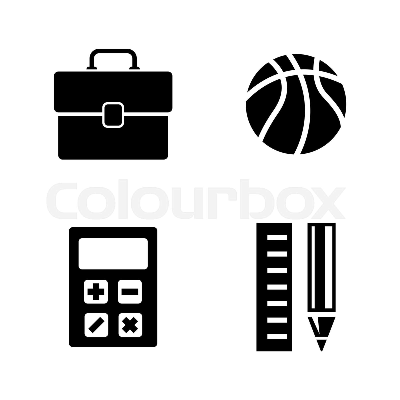 School Subjects. Simple Related Vector Icons | Stock vector | Colourbox