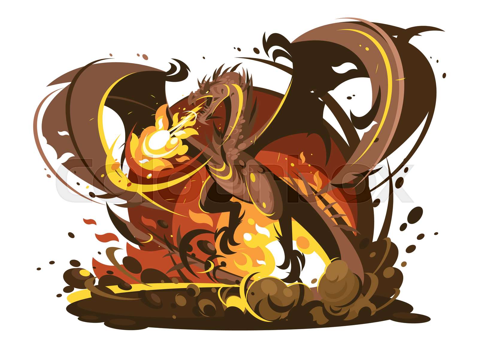 Fire breathing dragon character | Stock vector | Colourbox