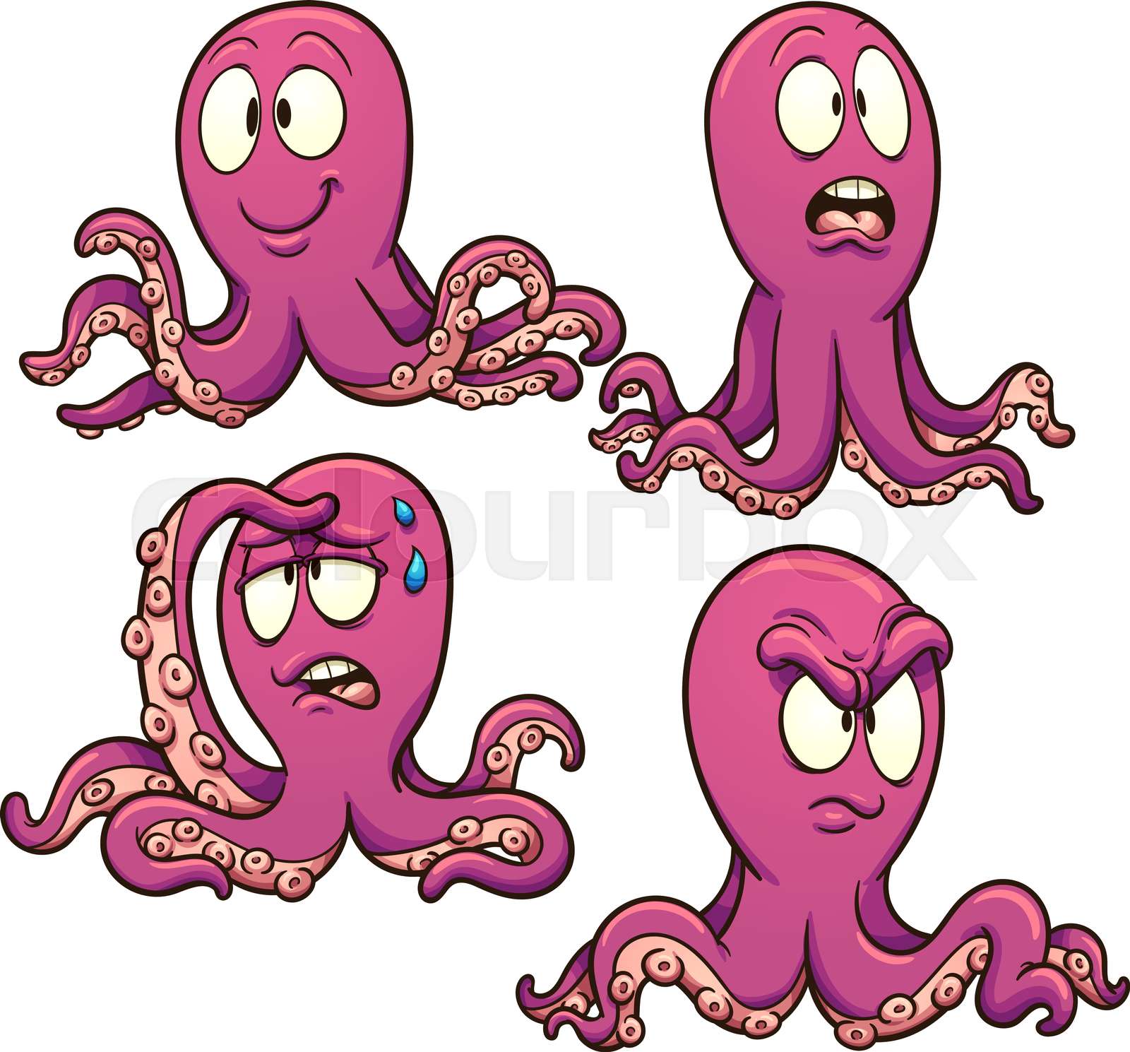 oktopus, niedlich, cartoon | Stock-Vektor | Colourbox