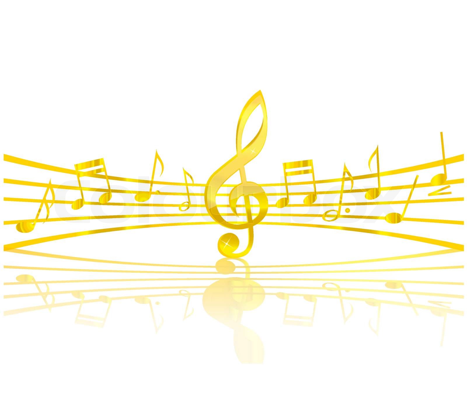 classic music key and elements gold color | Stock vector | Colourbox