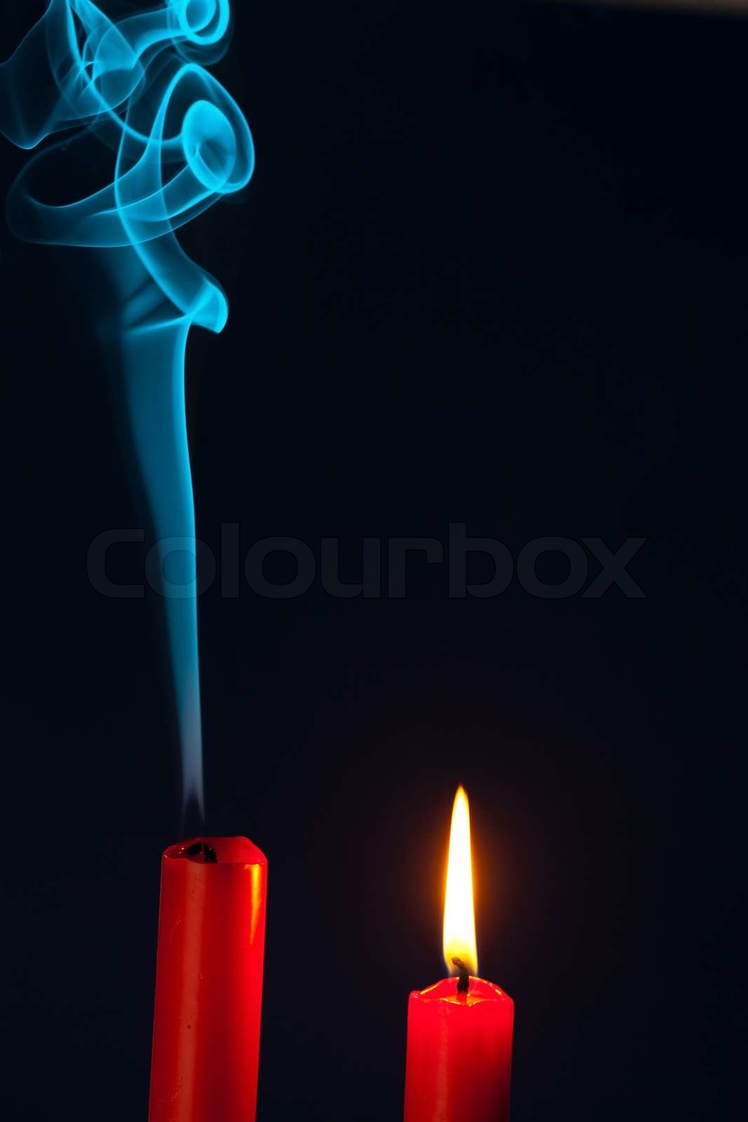 the flame of a candle was blown out symbol of death, dying and past ...