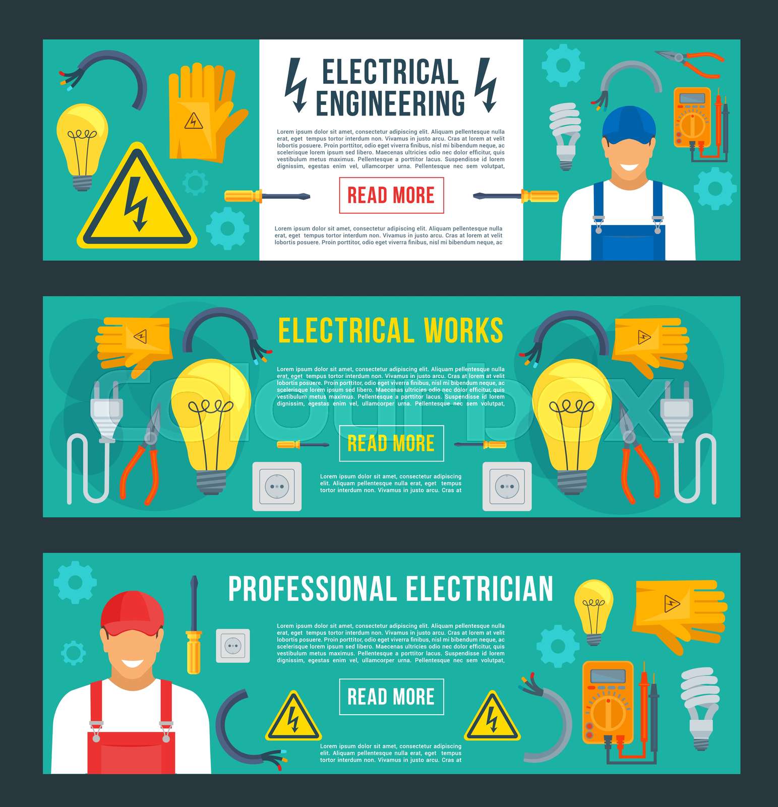Vector banners for electrical engineering | Stock vector | Colourbox