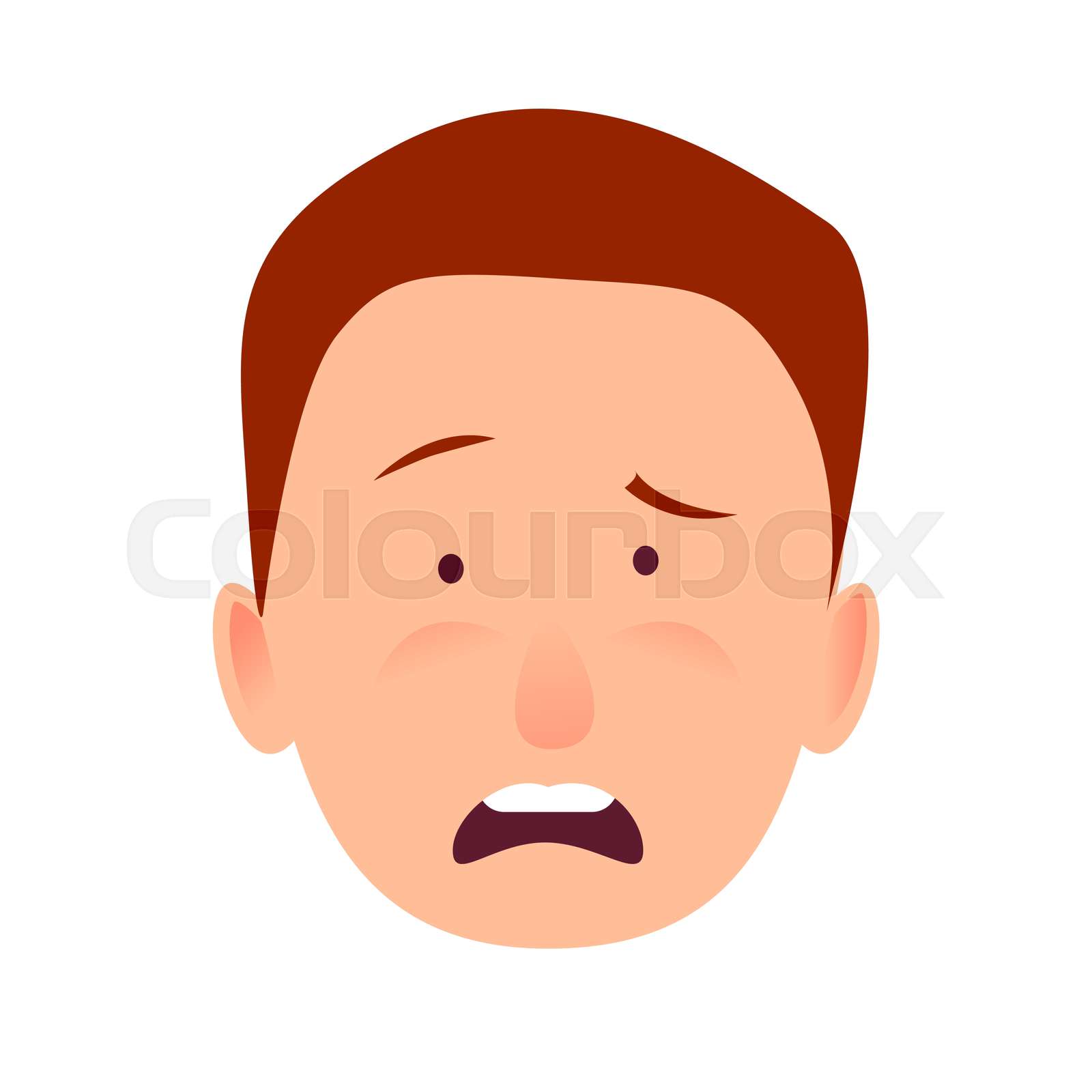 Distressed Face Emotion on Man-child Close-up | Stock vector | Colourbox