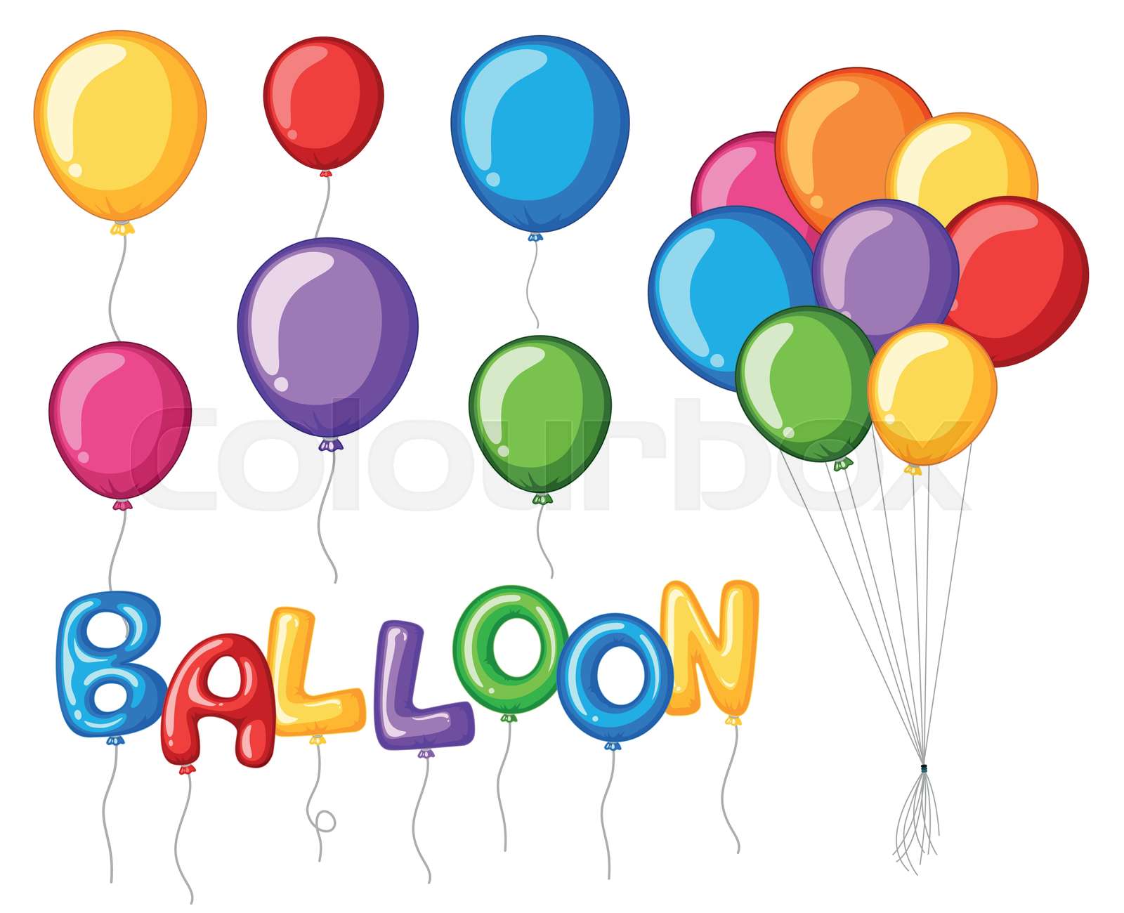 Colorful balloons with word balloon | Stock vector | Colourbox