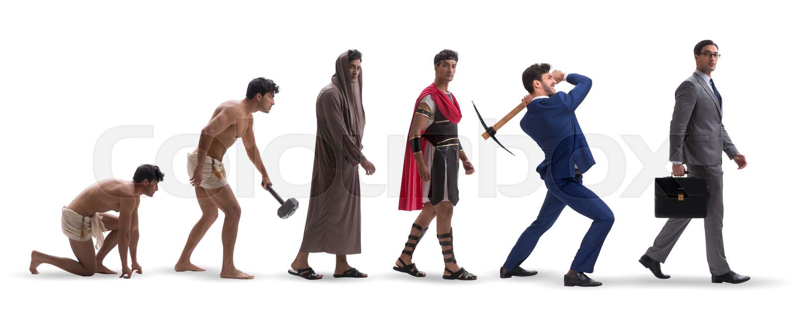 Progression of man mankind from ancient to modern | Stock image | Colourbox