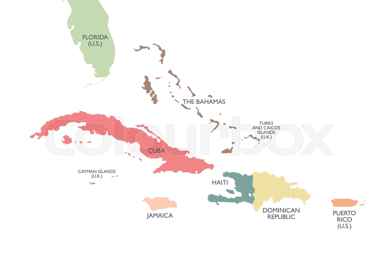 Greater Antilles political map | Stock vector | Colourbox