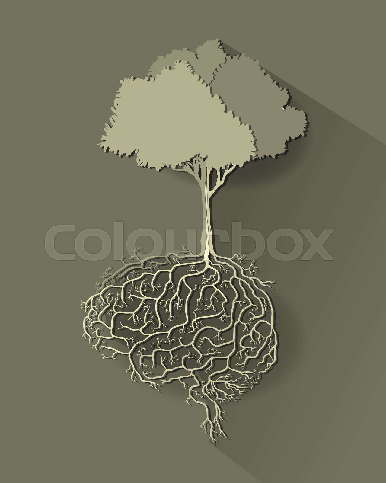 tree with brain root, vector | Stock vector | Colourbox