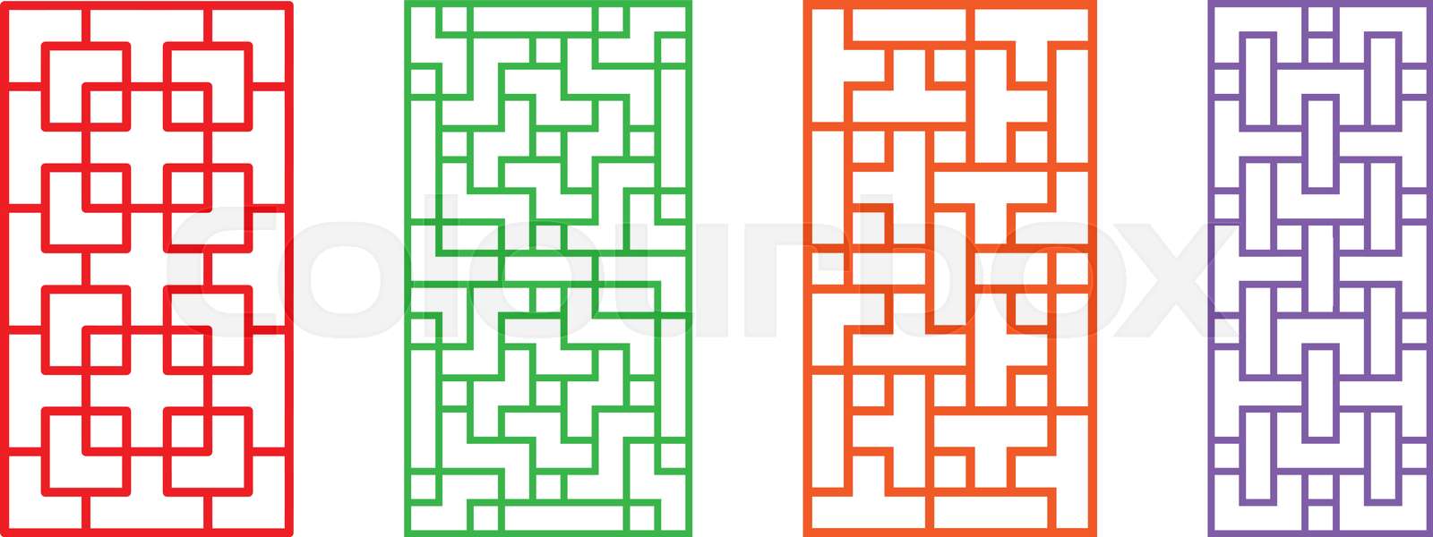 Set of rectangle Chinese pattern window frame | Stock vector | Colourbox