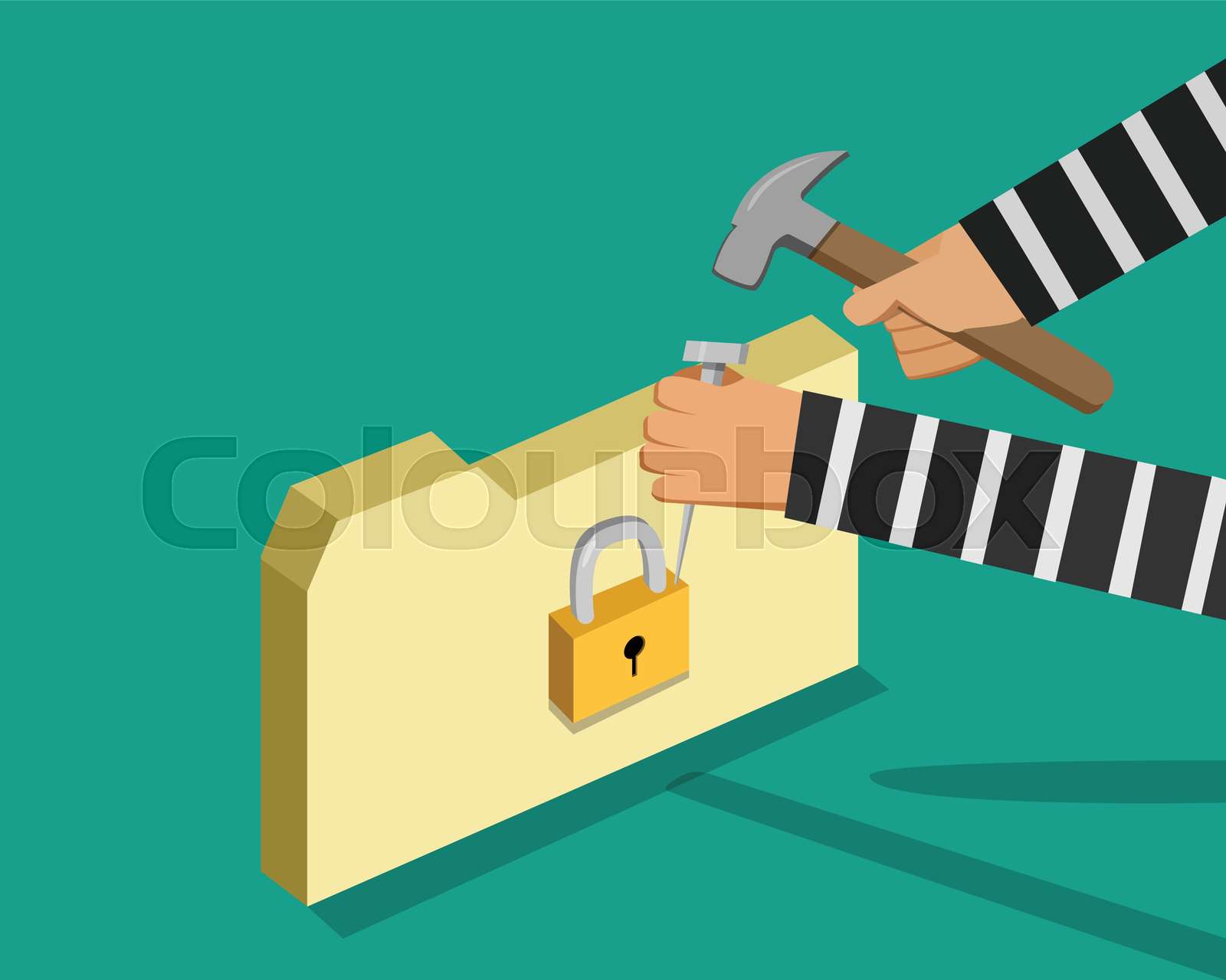 Hacker trying to unlock folder, vector | Stock vector | Colourbox