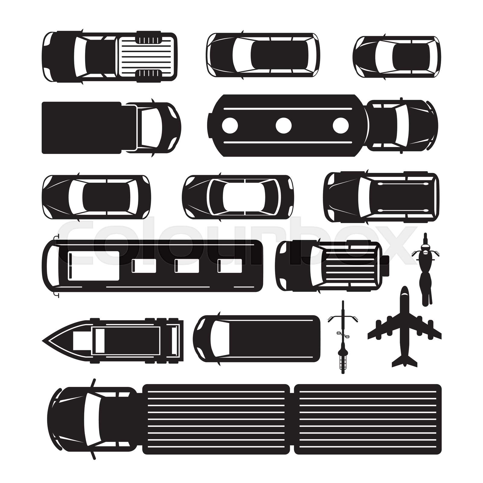 Vehicles, Cars and Transportation in Top or Above View | Stock vector ...