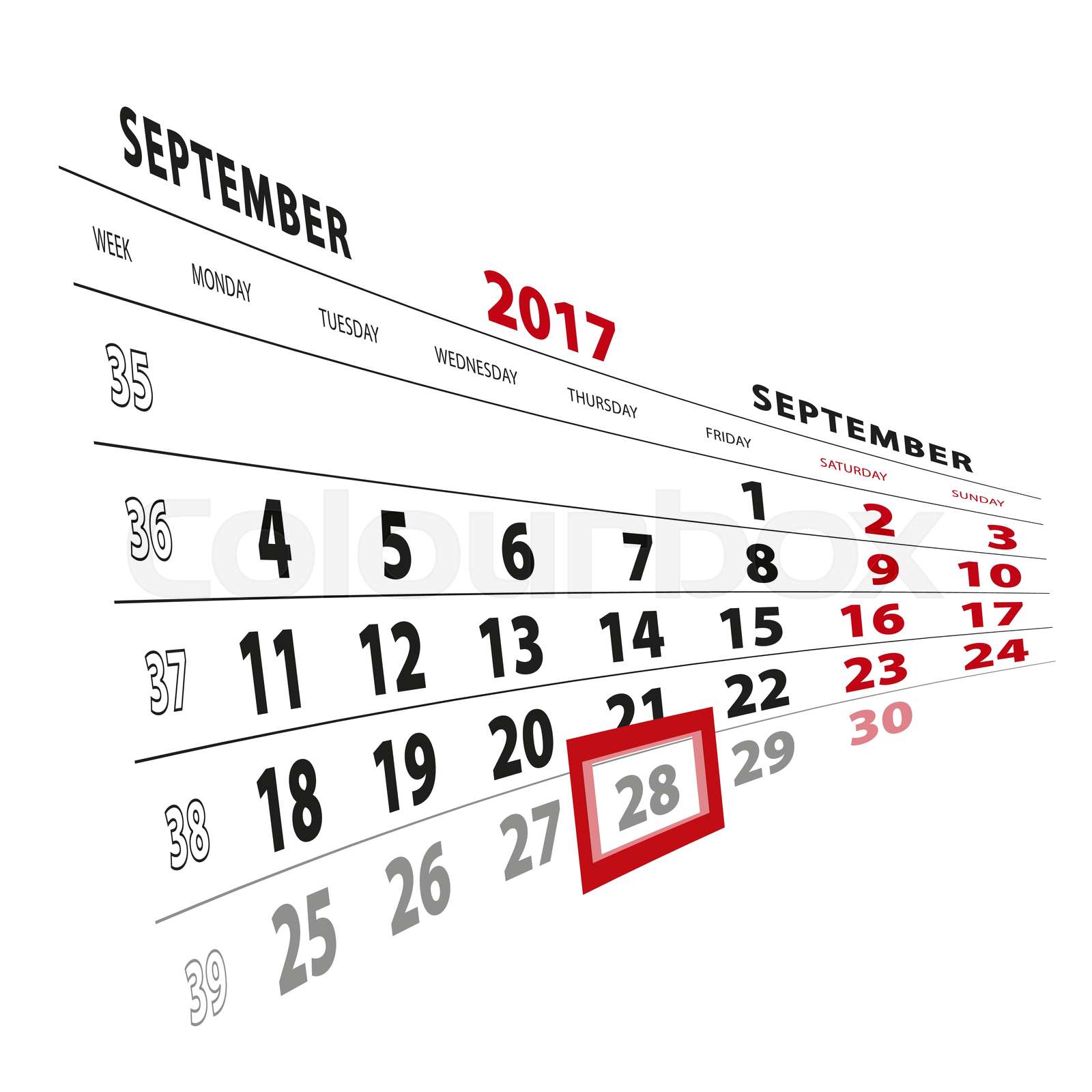 september, monat, samstag | Stock-Vektor | Colourbox