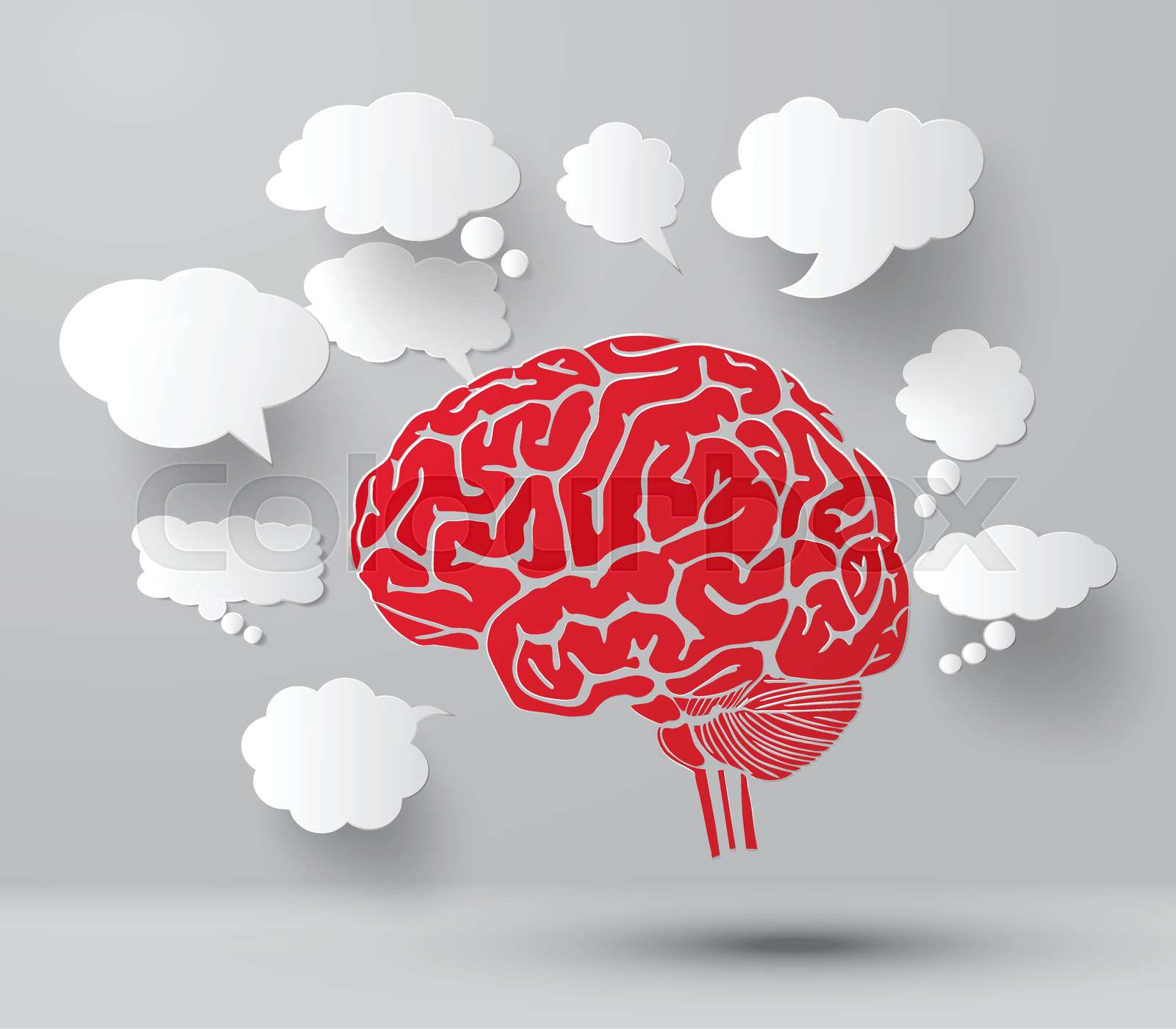 Brain and set of blank paper speech bubbles. | Stock vector | Colourbox