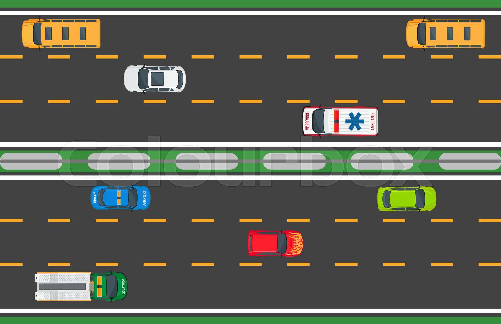 City Traffic Vector Concept with Cars On Highway | Stock vector | Colourbox