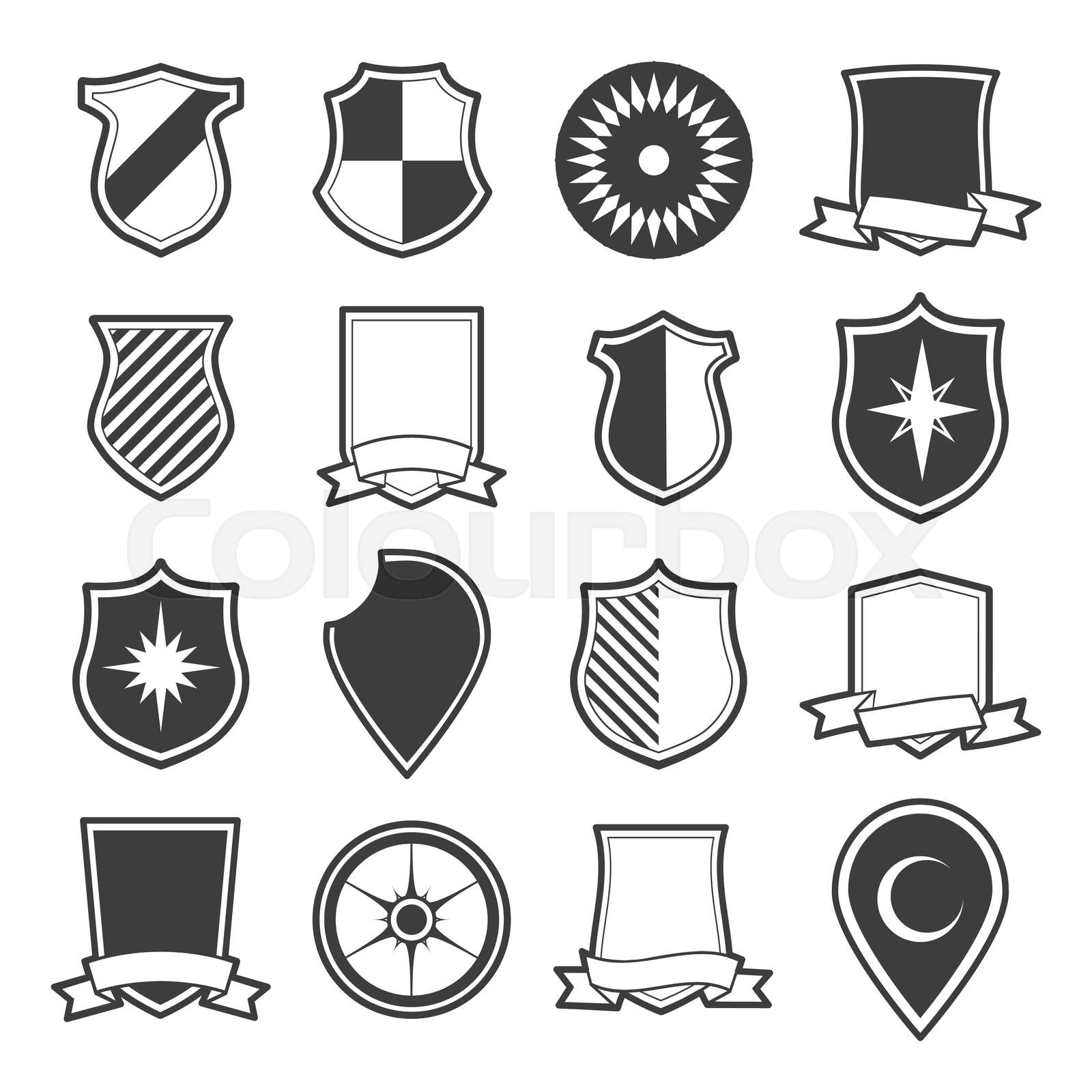 Medieval shield icon set | Stock vector | Colourbox