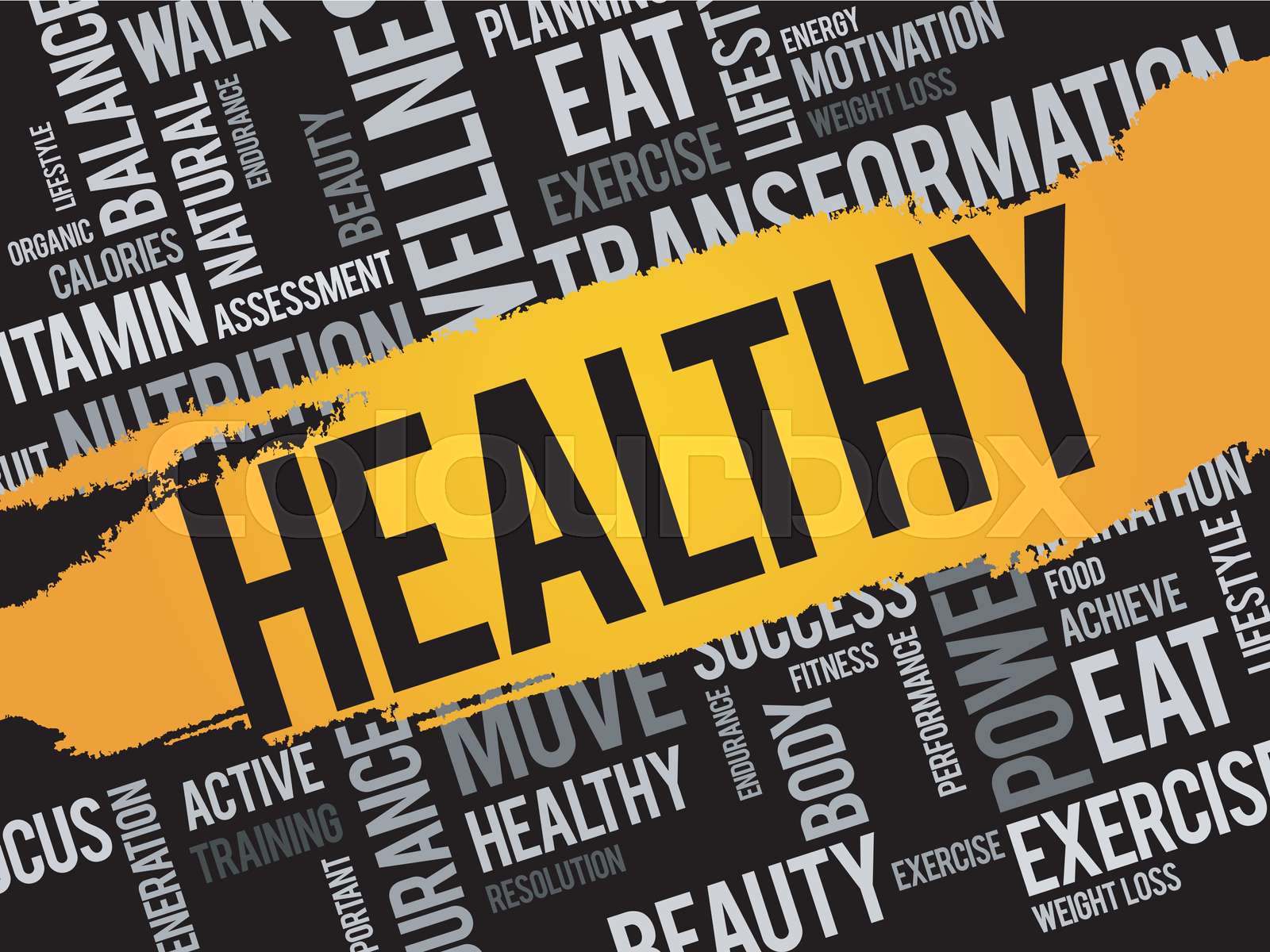 HEALTHY word cloud, fitness | Stock vector | Colourbox