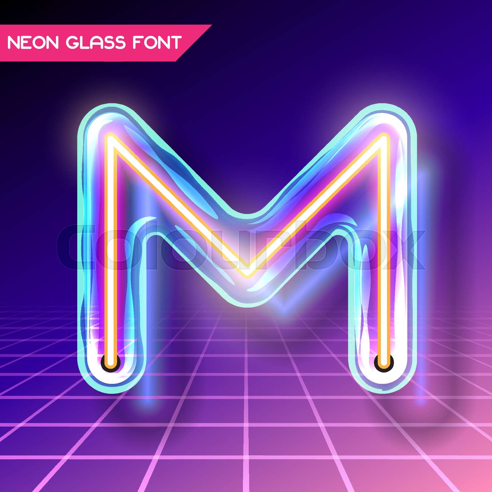 Retro glass neon font | Stock vector | Colourbox