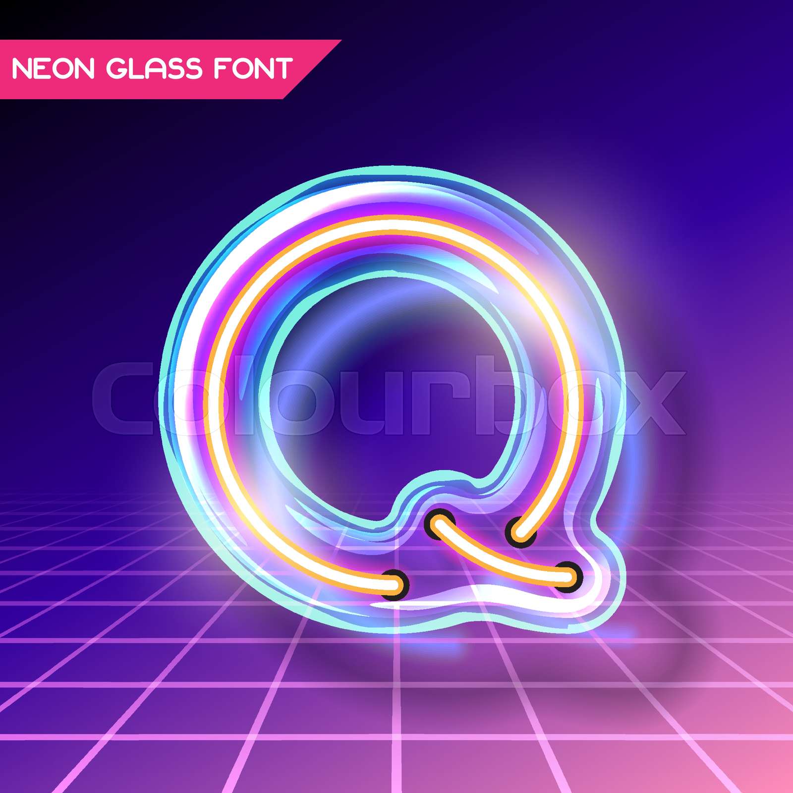 Retro glass neon font | Stock vector | Colourbox
