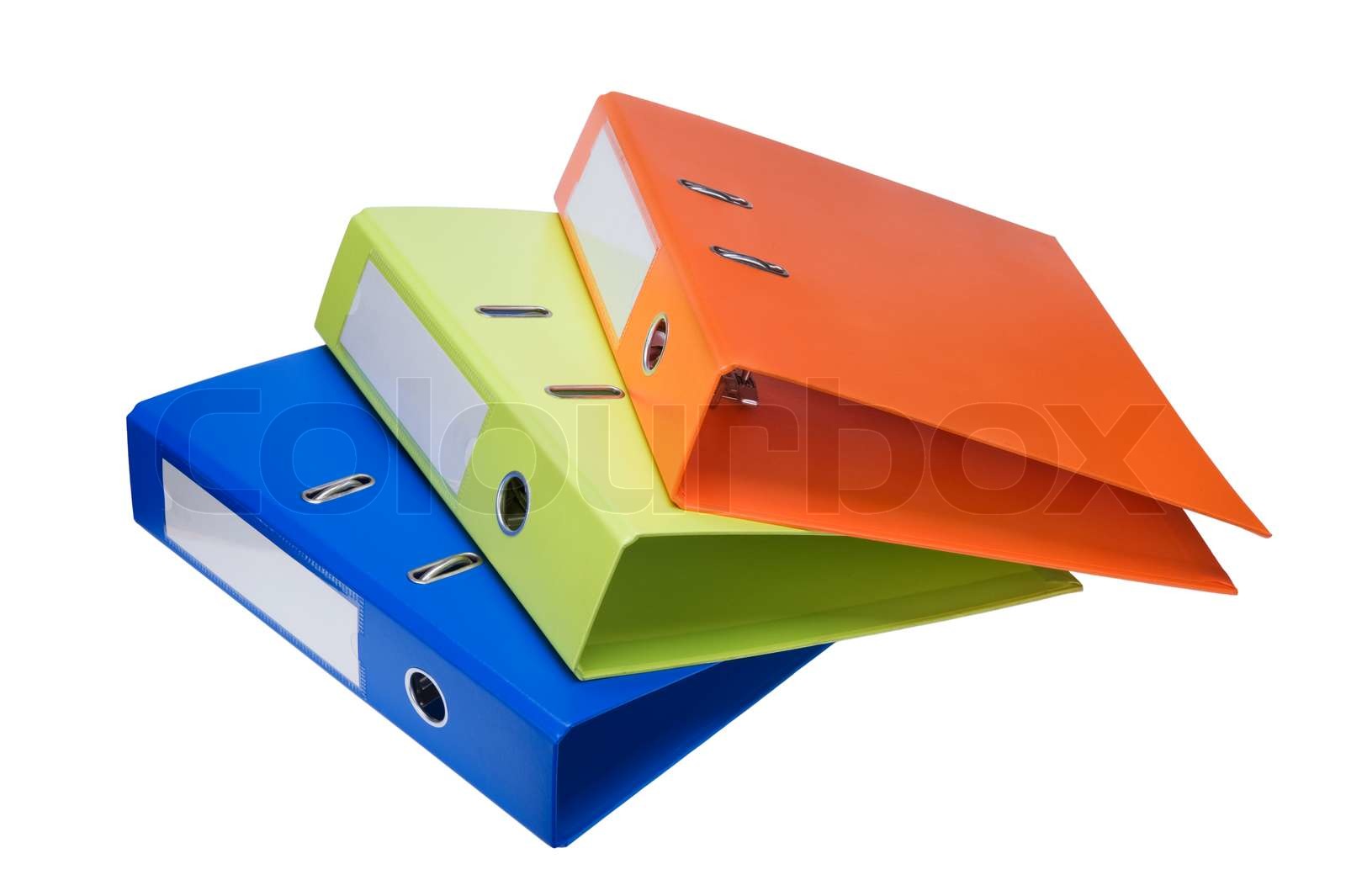 Bunte Büro Ordner isoliert auf weißem Hintergrund | Stock Bild | Colourbox