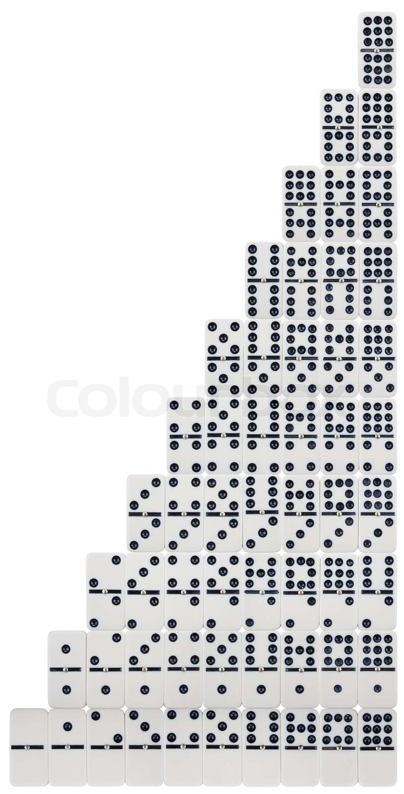 black and white domino set of 55 pieces isolated on white background ...