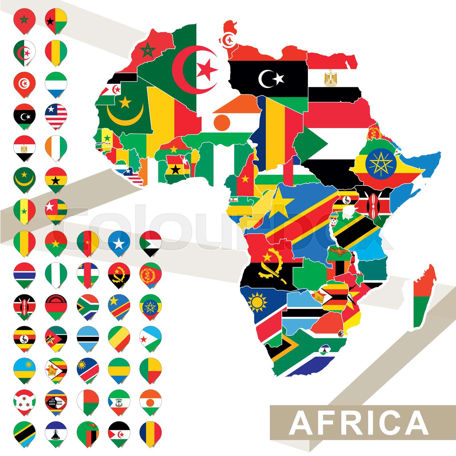 Vector map of Africa with flags | Stock vector | Colourbox