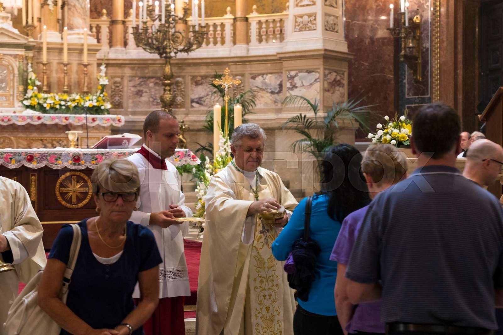 Religious Mass Service in the Basilica of St. Istvan in honor of St ...