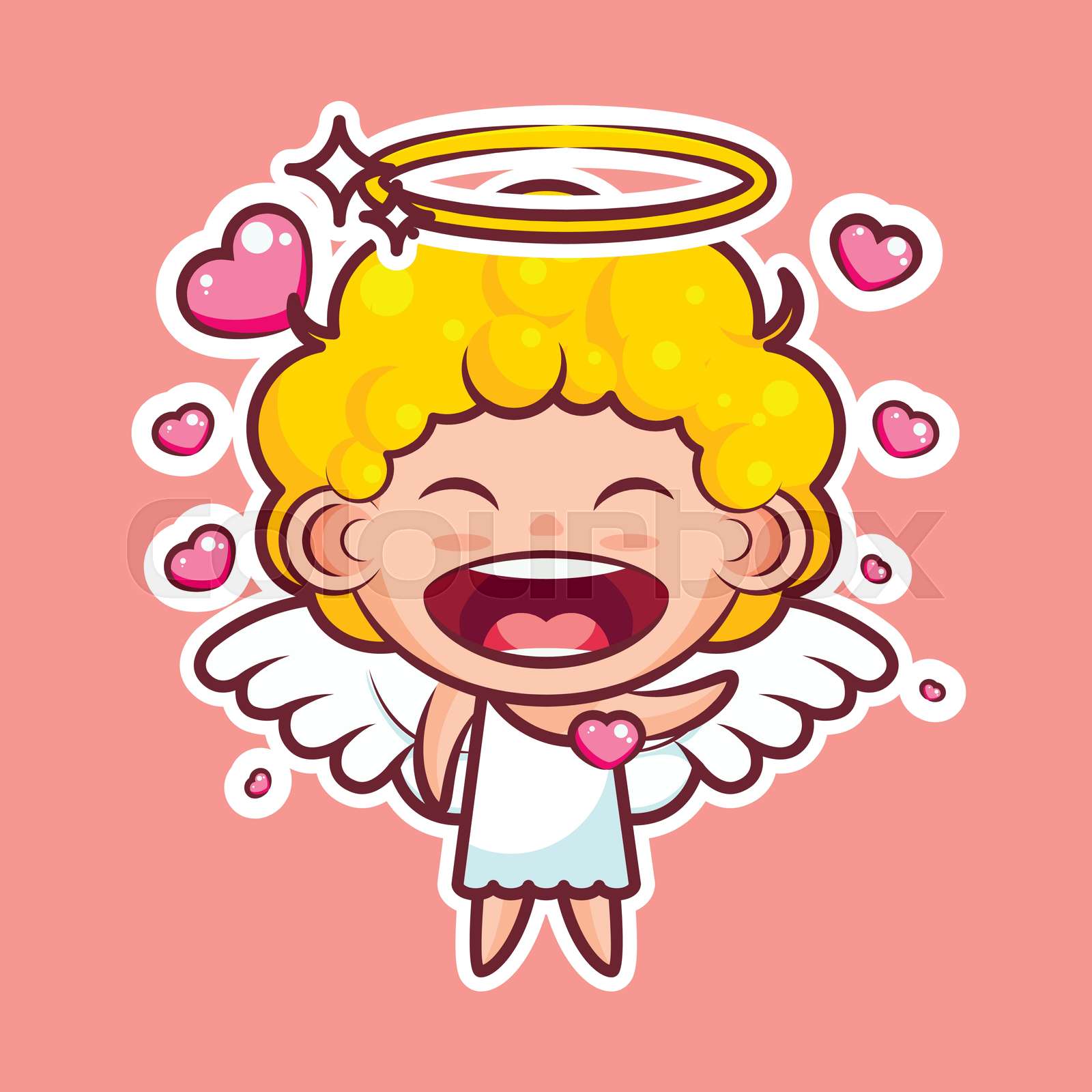Sticker emoji emoticon, emotion, vector isolated illustration happy ...