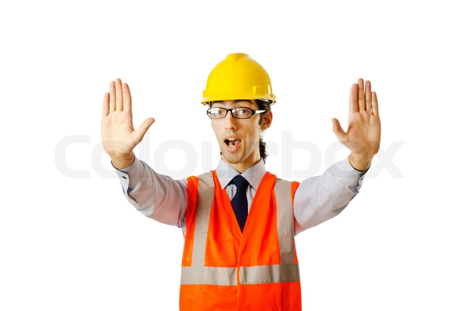 Junge Bauarbeiter mit Schutzhelm | Stock Bild | Colourbox