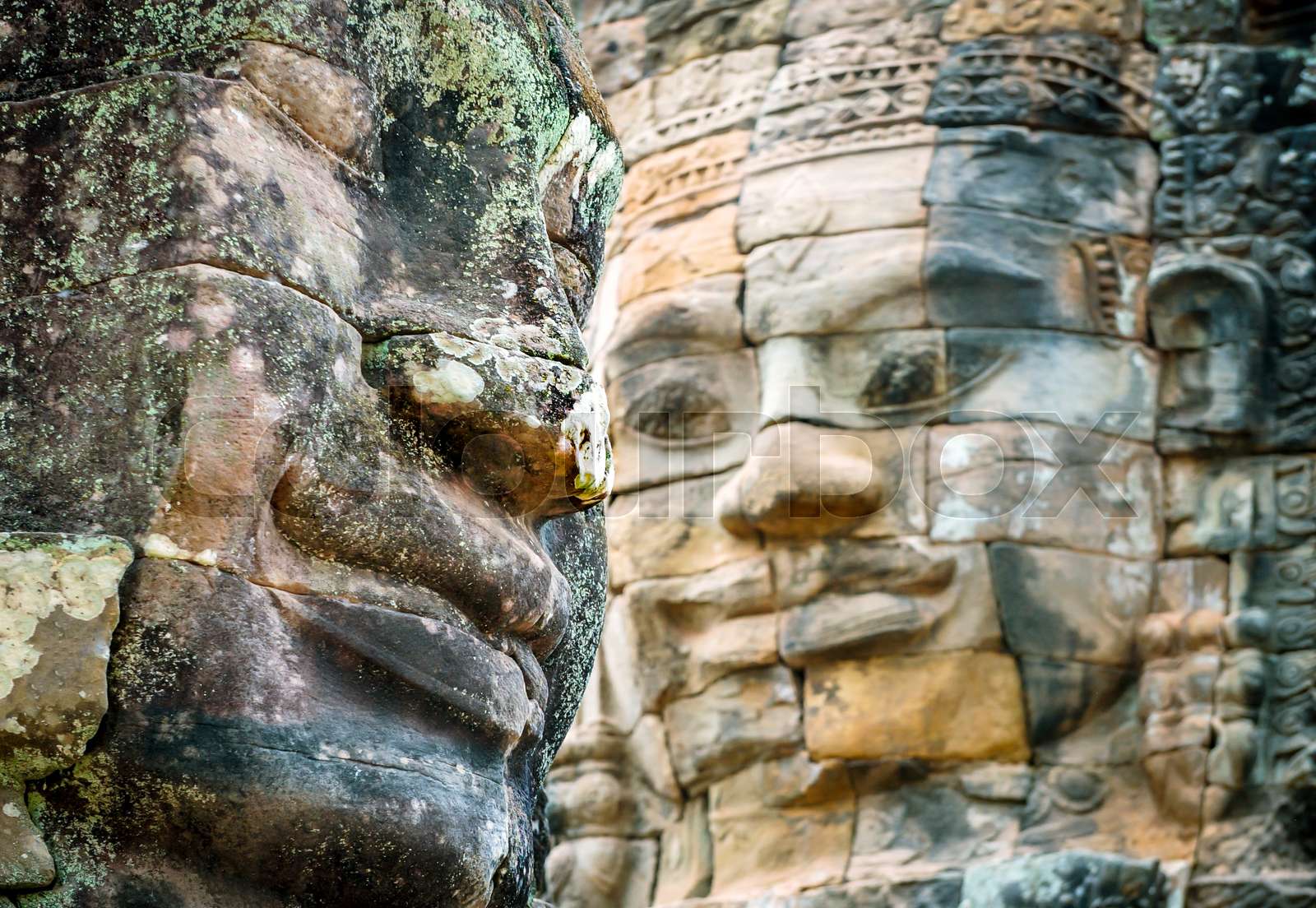 Buddha stone face in ancent temple. Cambodia | Stock image | Colourbox