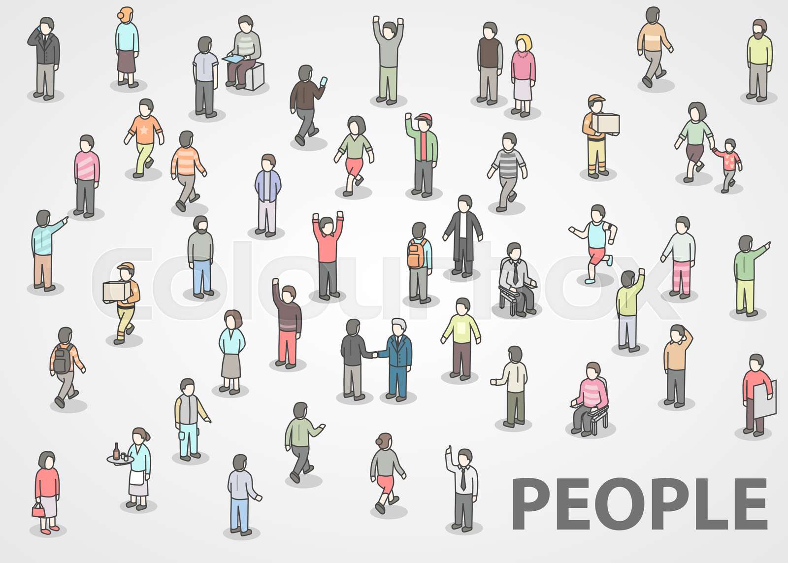 Large group of Isometric people. | Stock vector | Colourbox