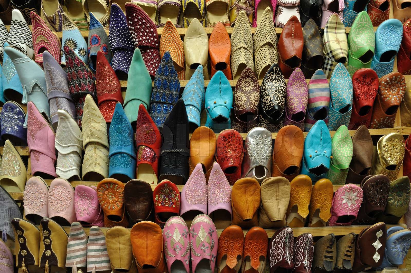 Traditional oriental shoes in Morocco | Stock image | Colourbox