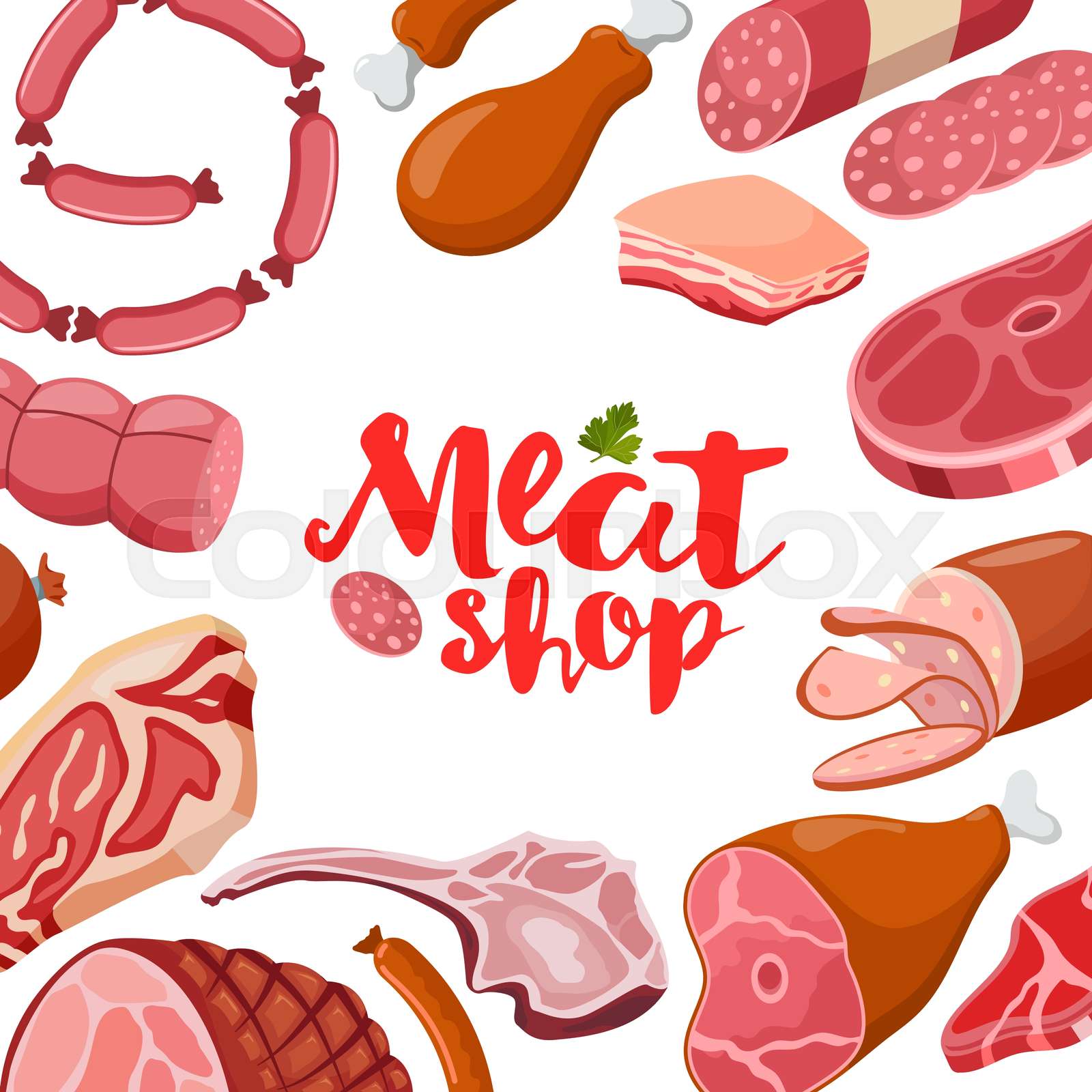 Meat vector frame with logo. Fresh meat icon | Stock vector | Colourbox
