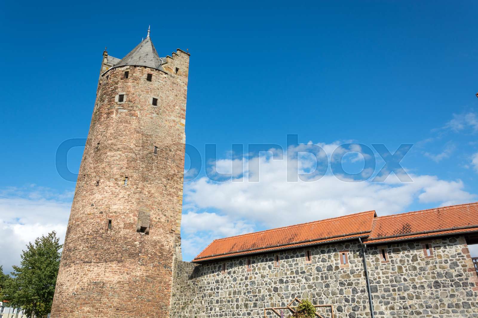 The oldest medieval fortified tower in Germany in the small German town ...