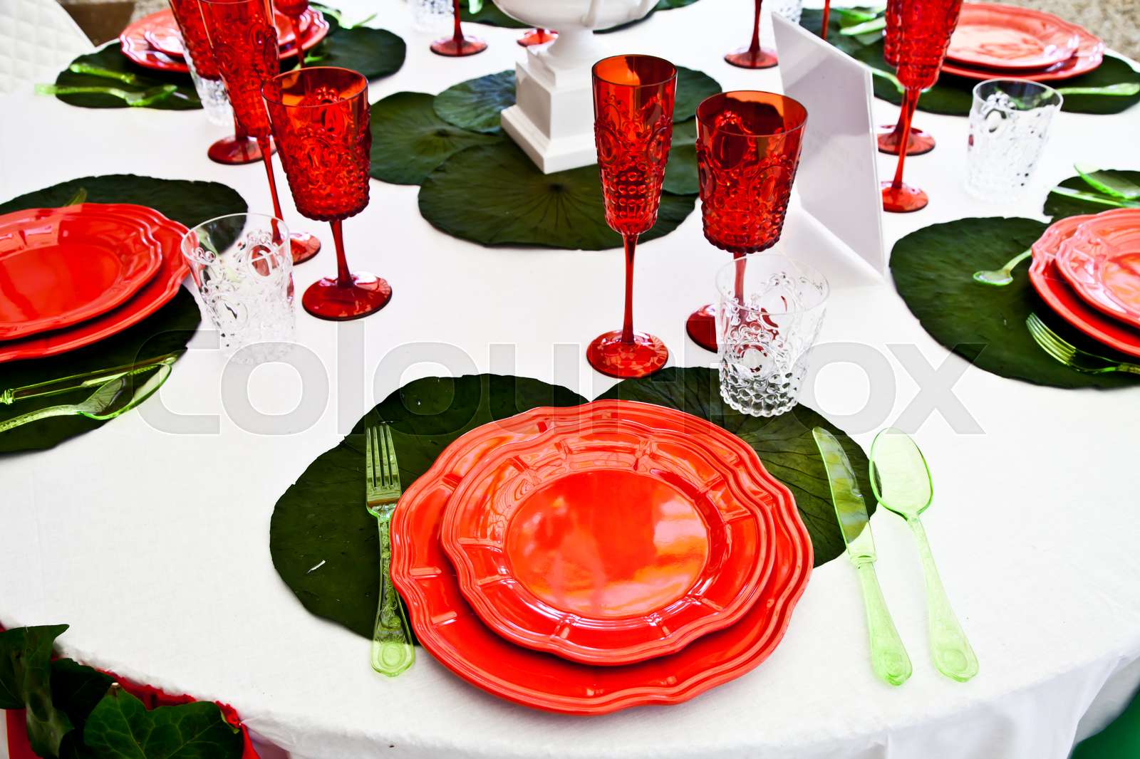 Dinner table setup - Italian Style | Stock image | Colourbox