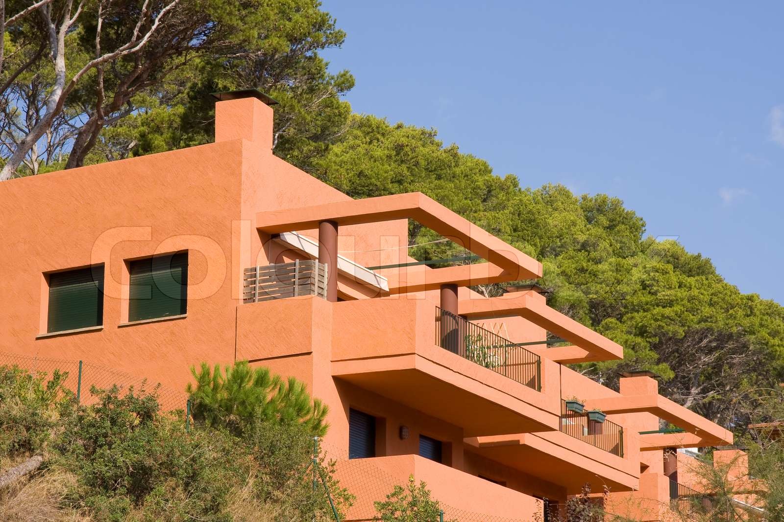 Modern Orange Häuser Am Strand Stock Bild Colourbox 0678