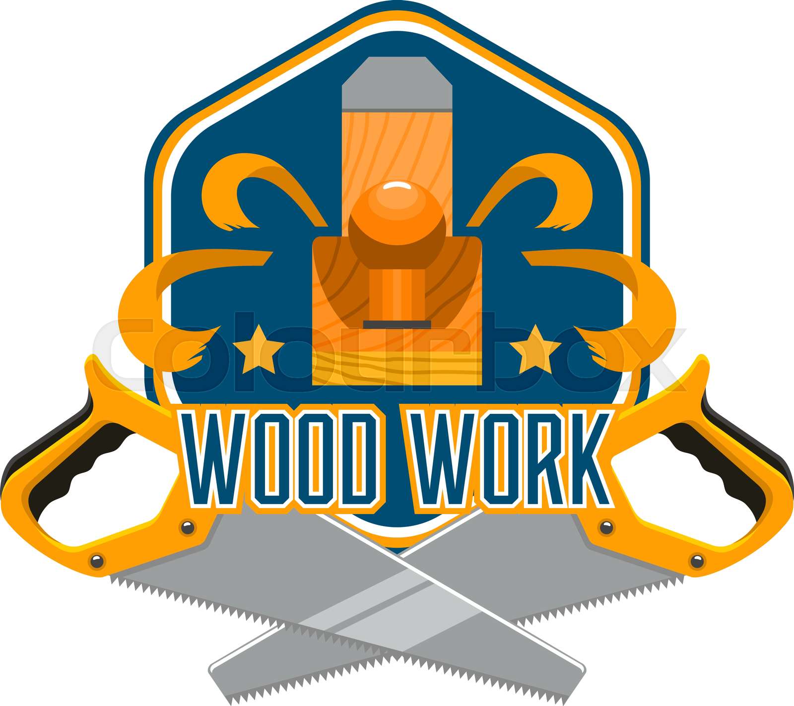 Woodworking tool badge for home repair design | Stock vector | Colourbox