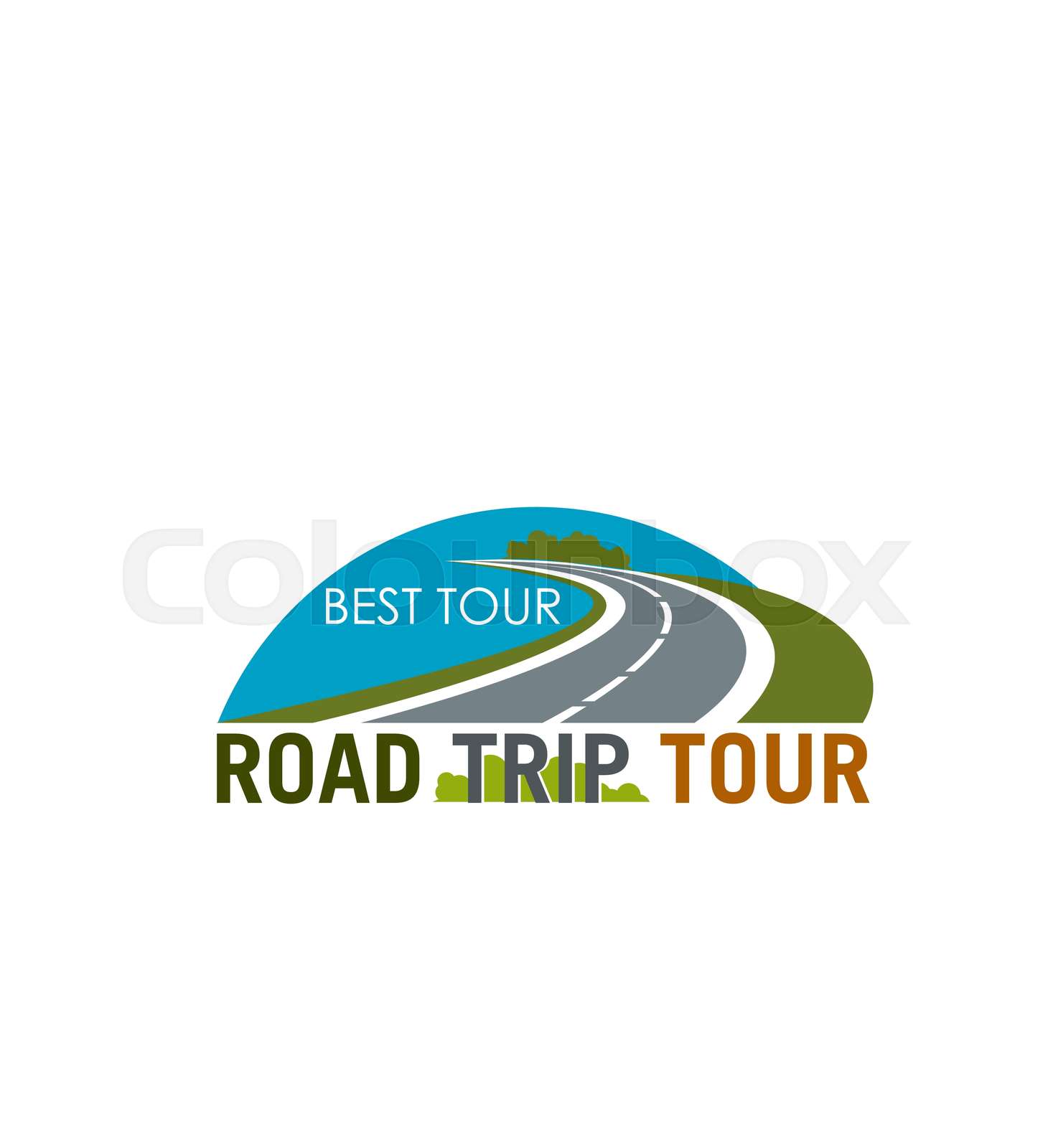 Road trip tour symbol design with coastal highway | Stock vector ...