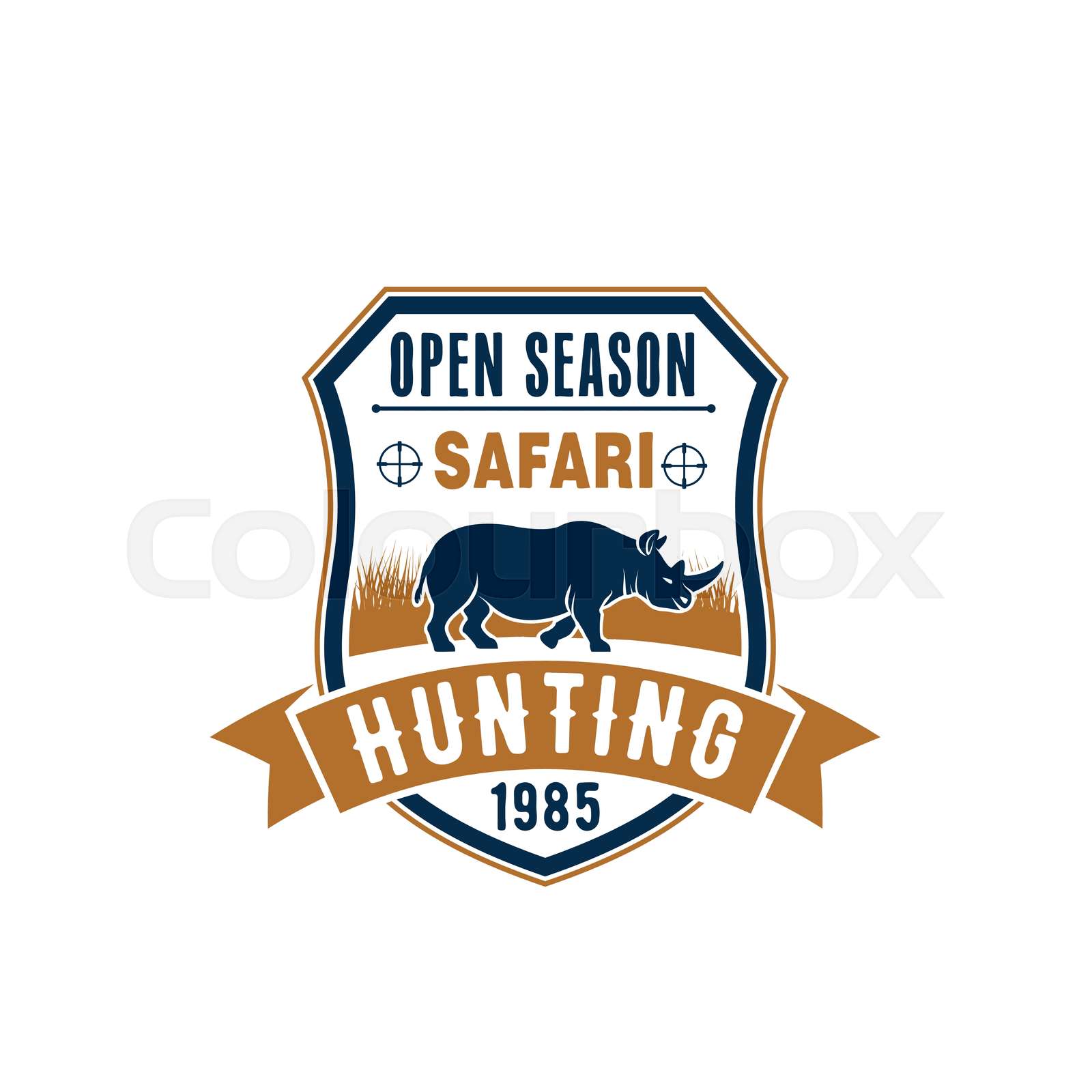 Safari hunting badge design with african animal | Stock vector | Colourbox