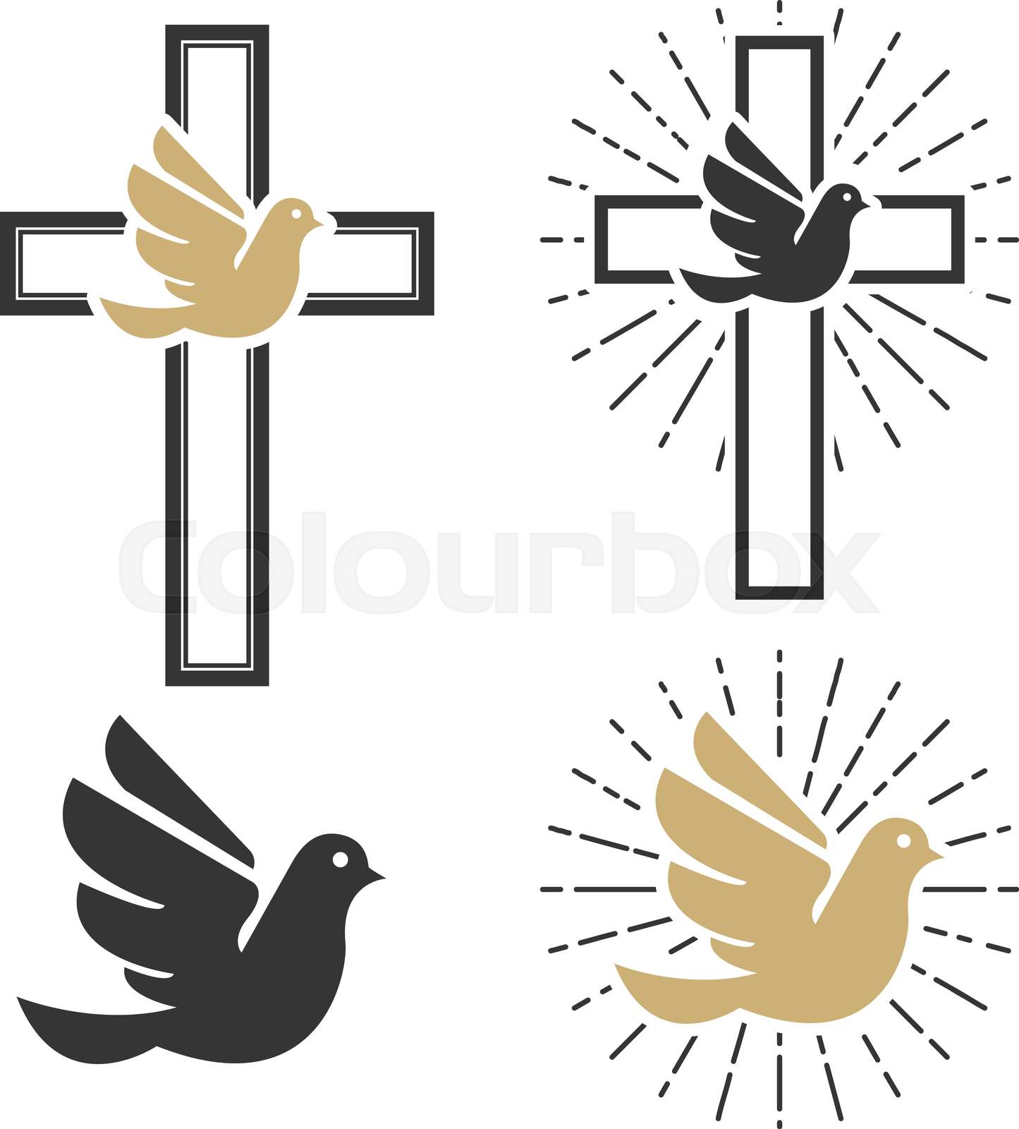Set of dove icons. Religious signs. | Stock vector | Colourbox