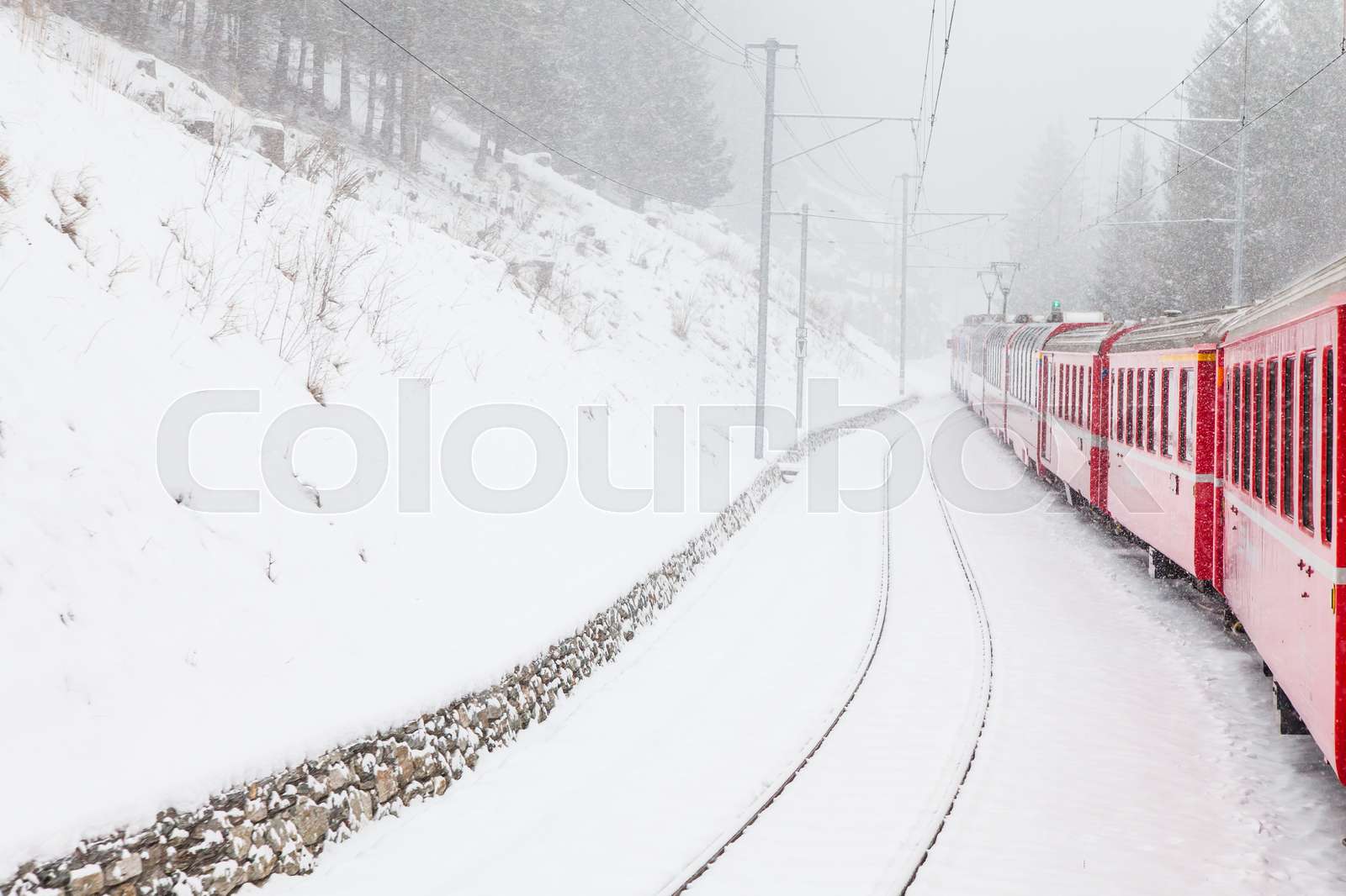 Train in the snow | Stock image | Colourbox