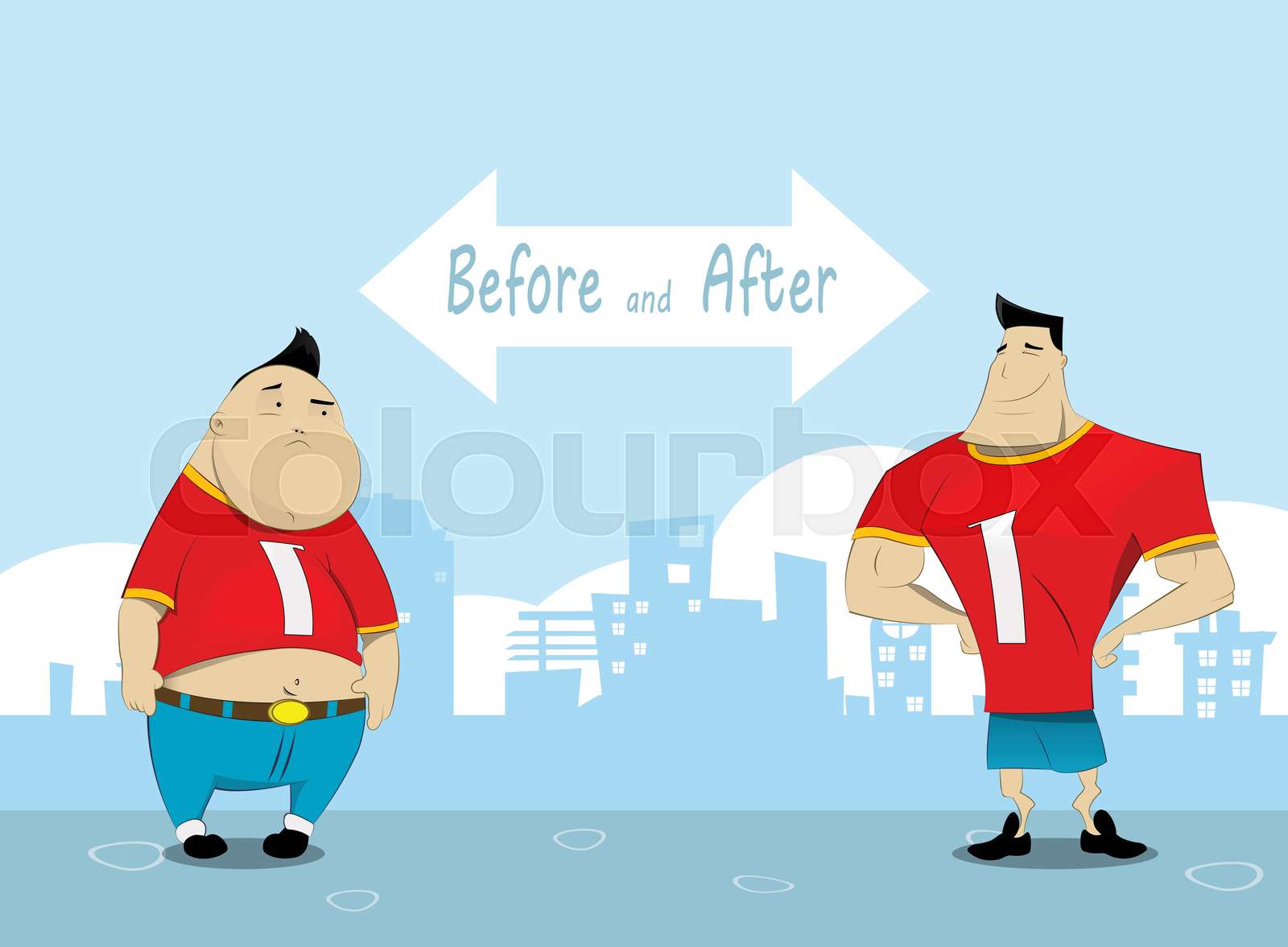 Man Before and After, vector | Stock vector | Colourbox