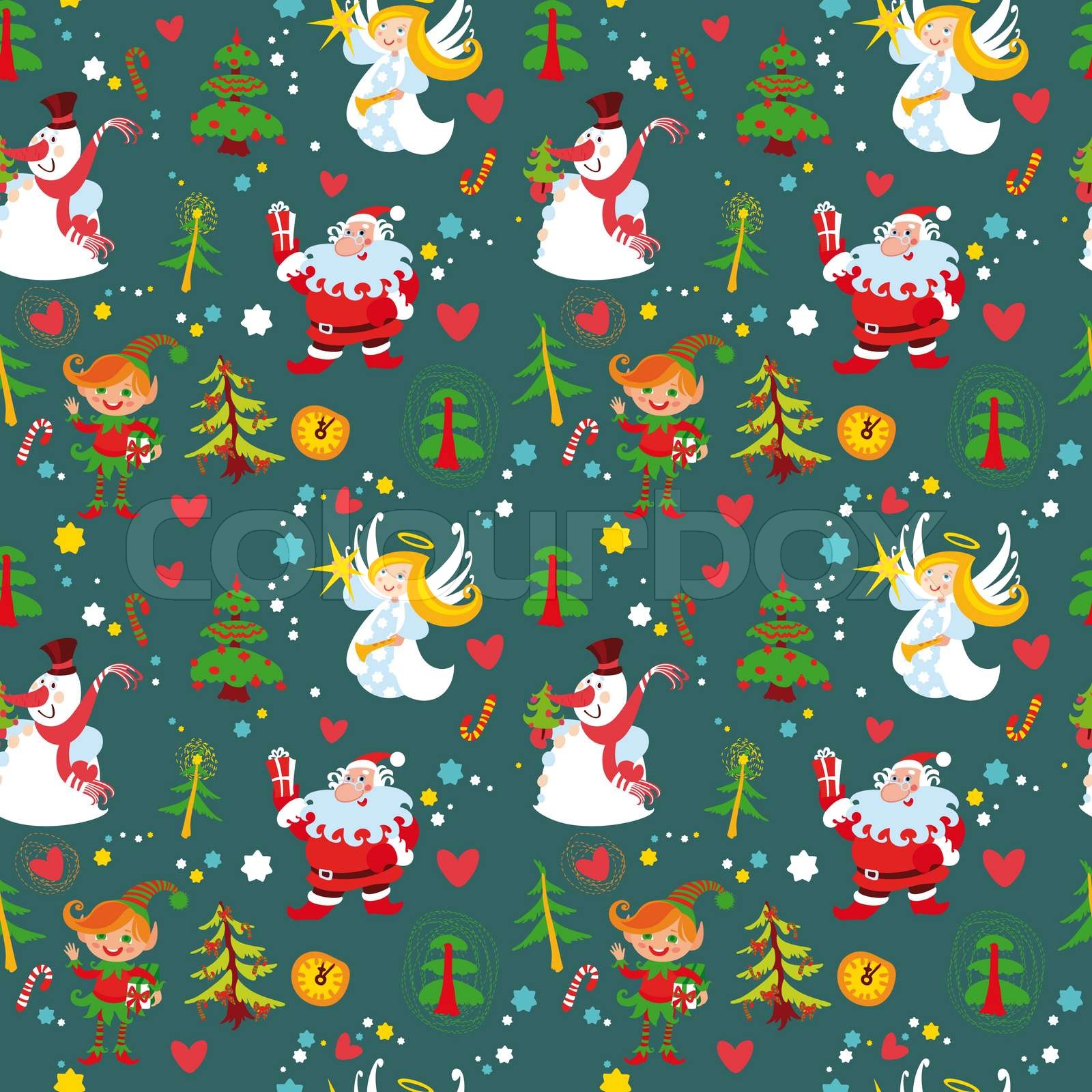 Nytårsdag baggrund , jul sømløs tapet mønster | Stock vektor | Colourbox