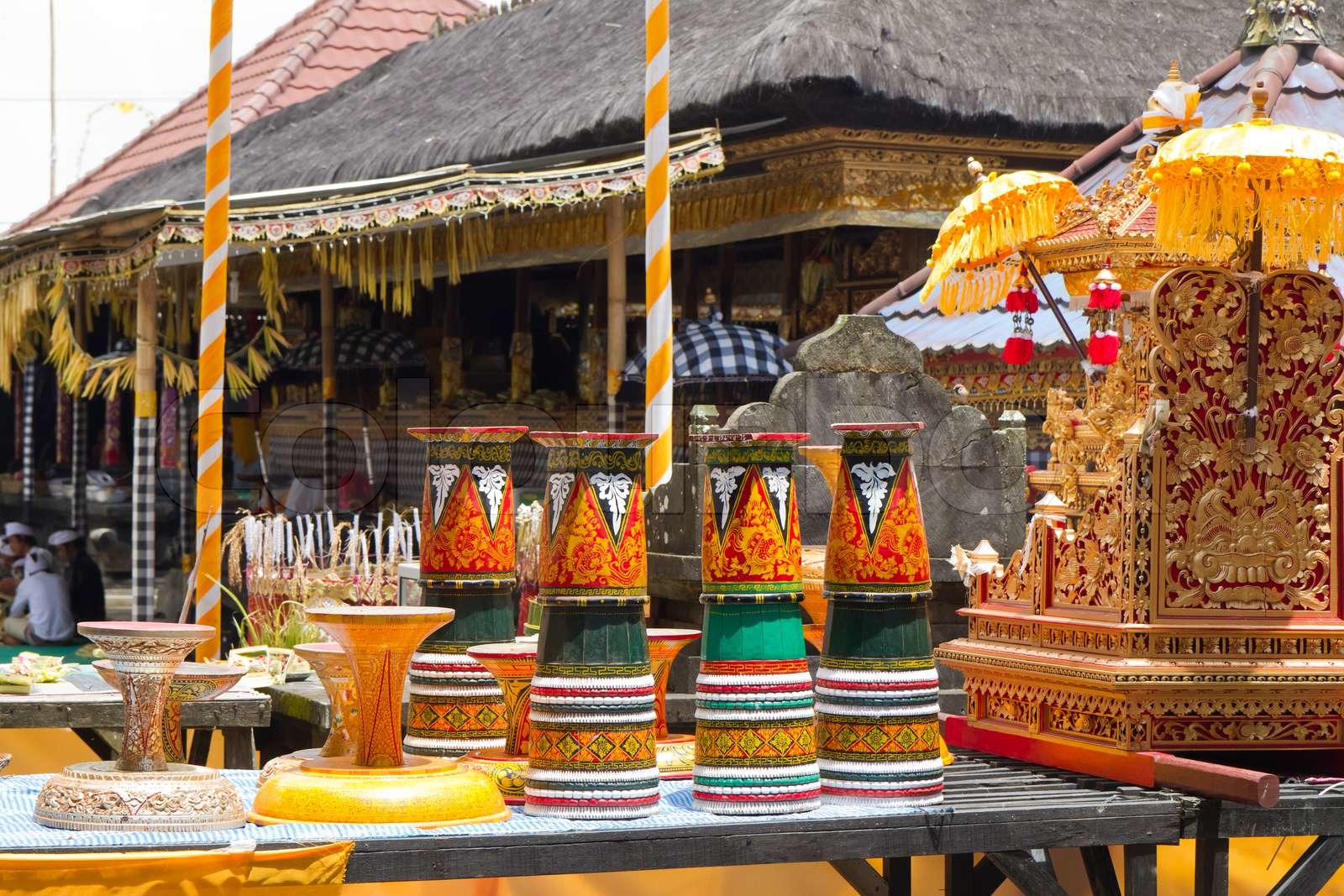 offerings to gods in hindu temple, Bali, Indonesia | Stock image ...