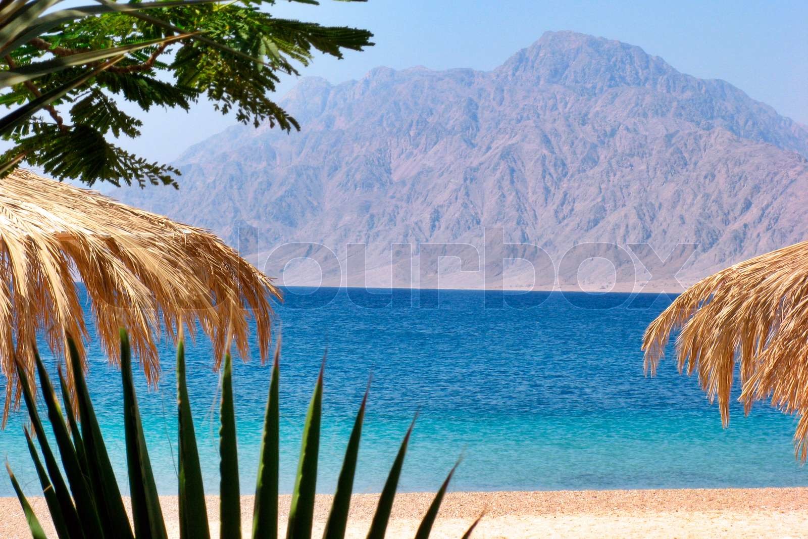 Egypt Nuweiba - beach with mountains at Reds sea | Stock image | Colourbox