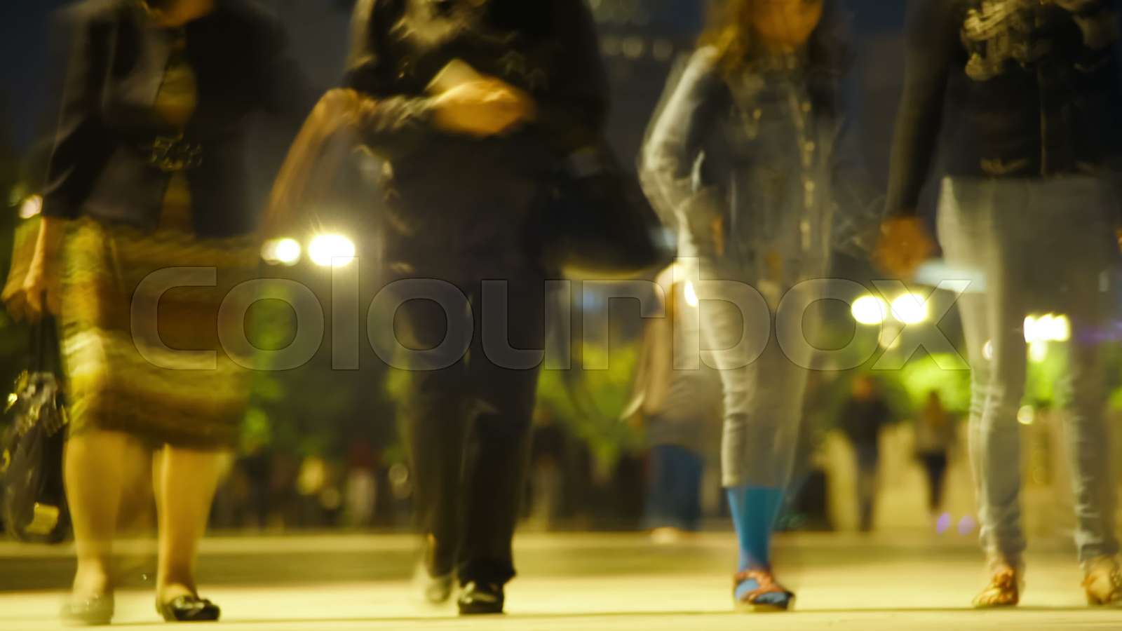 Crowd of People is Walking Along the Night Street. Time lapse. | Stock ...