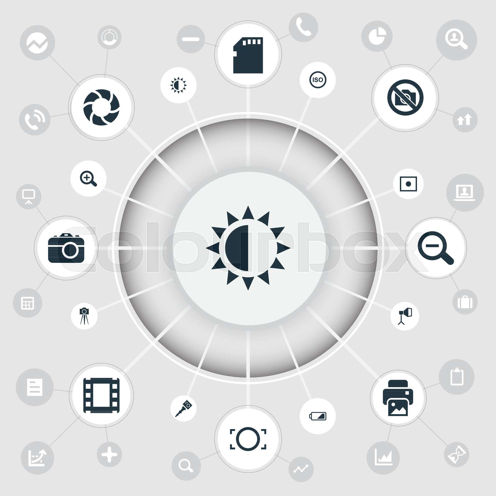 Vector Illustration Set Of Simple Photography Icons. Elements Lens ...