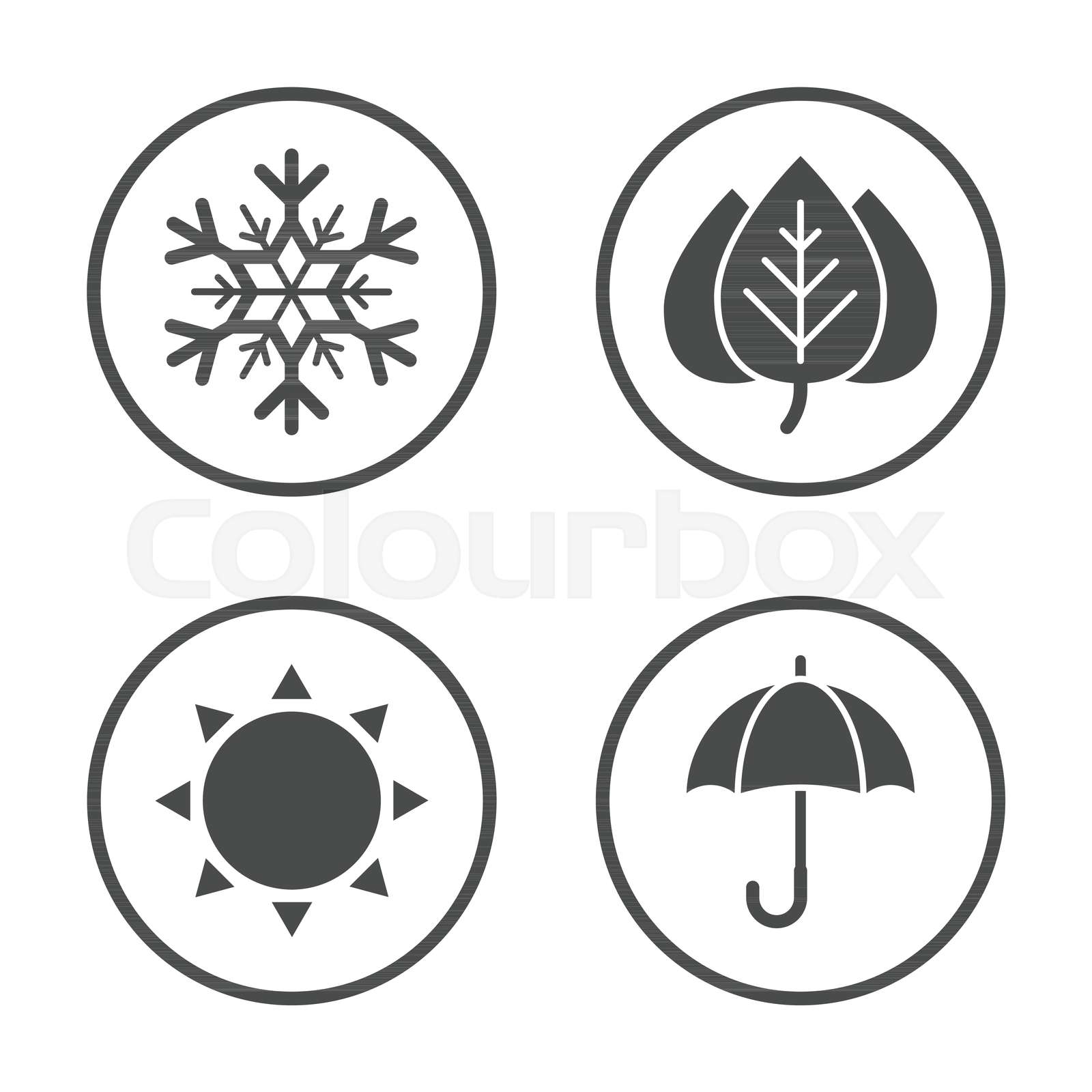 Seasons icon vector design. Simple rounded weather icons set. | Stock ...