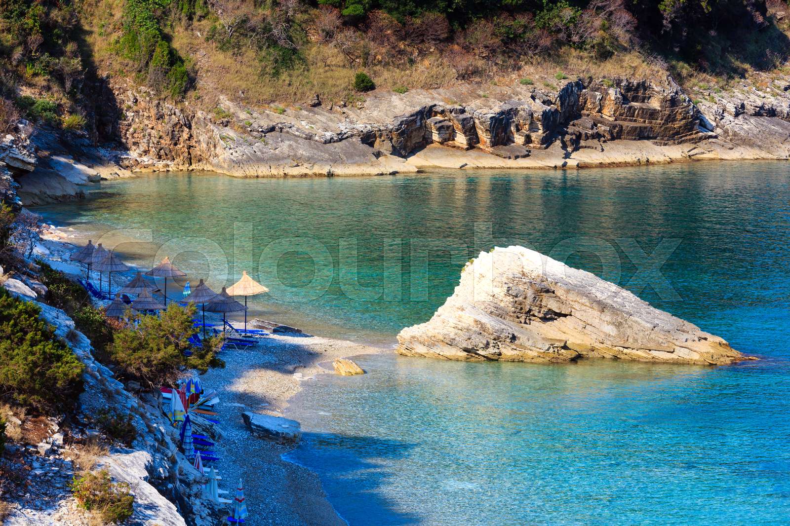 Summer morning Pulebardha beach (Albania). | Stock image | Colourbox