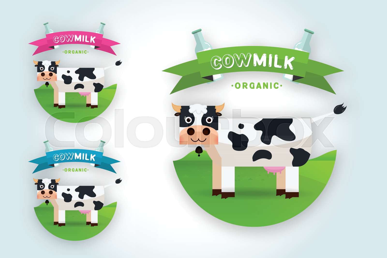 Set of labels and icons for milk | Stock vector | Colourbox